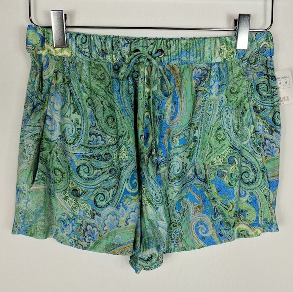 Zara | Shorts | Zara Green Paisley Shorts M Nwt | Poshmark